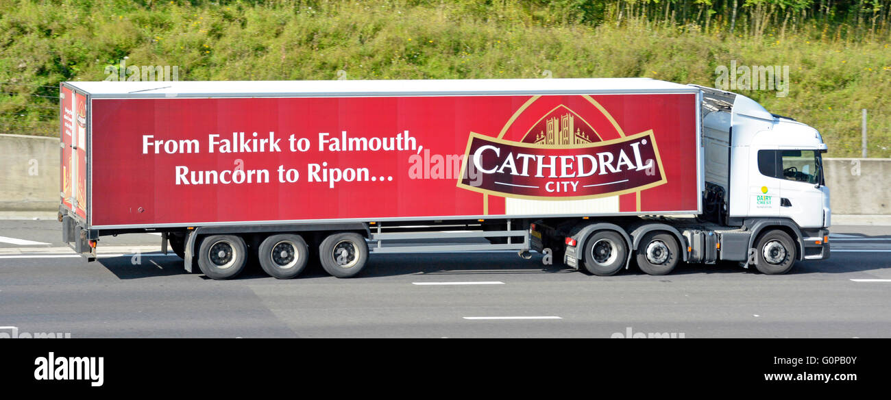 Transport logistics Dairy Crest lorry truck brand of Cheddar Cheese ...