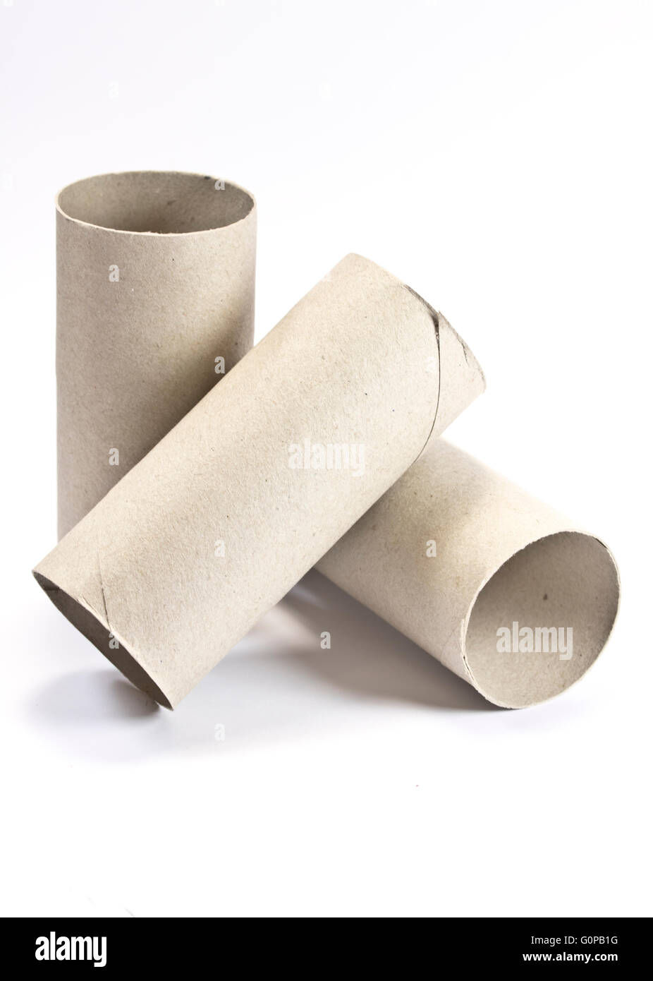 Empty Toilet Rolls on White Background Stock Photo - Alamy