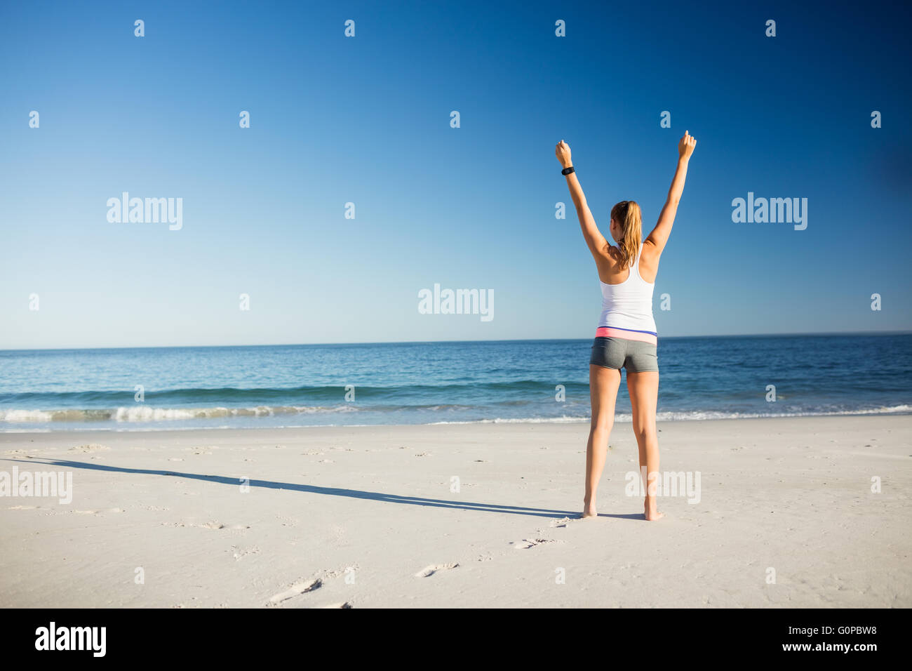 Blonde woman on beach hi-res stock photography and images - Alamy