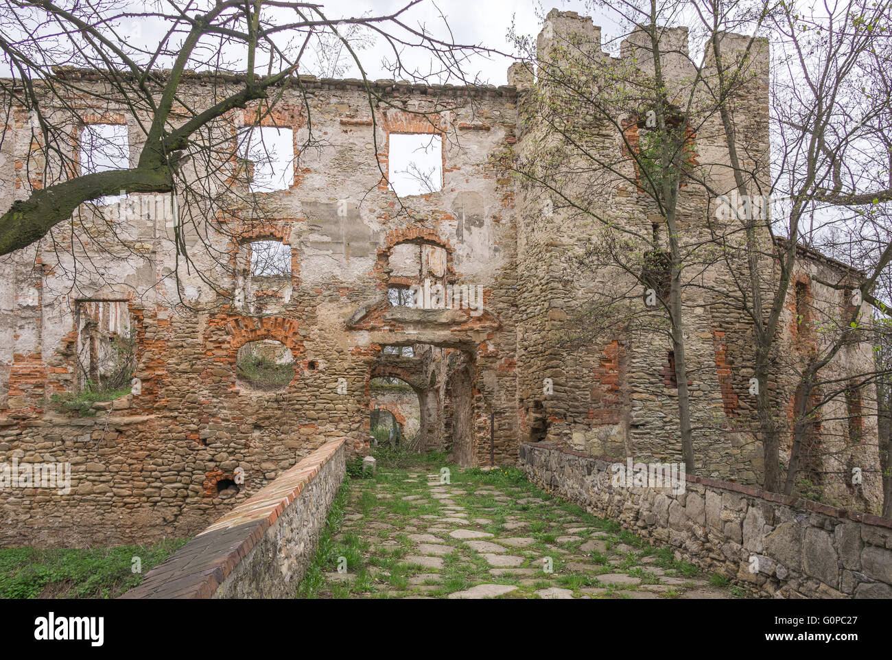 Ruined old moted castle Pankow Lower Silesia Poland Stock Photo - Alamy