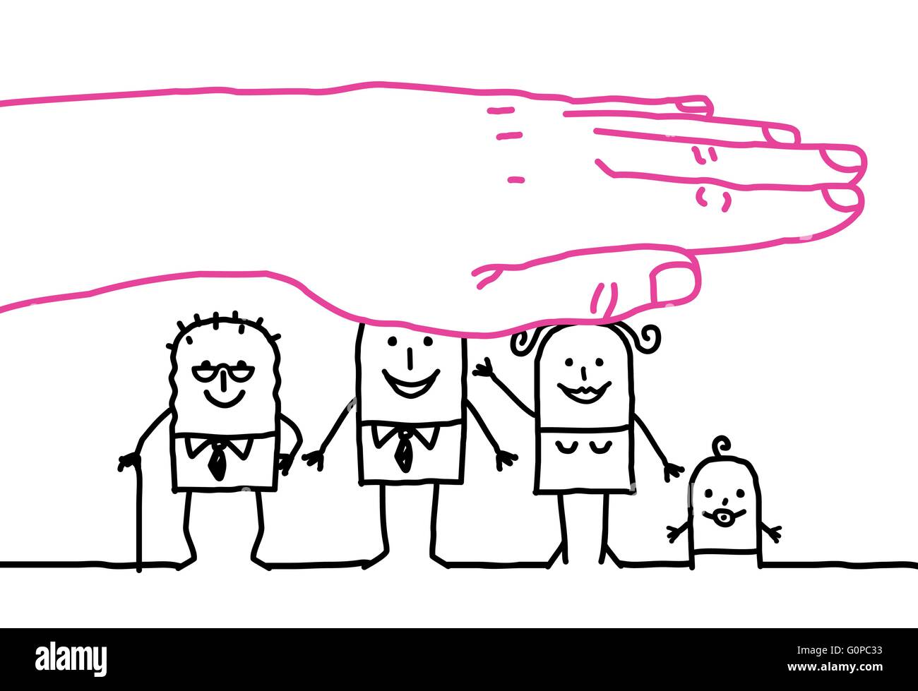 big hand and cartoon characters - life insurance Stock Vector Image ...