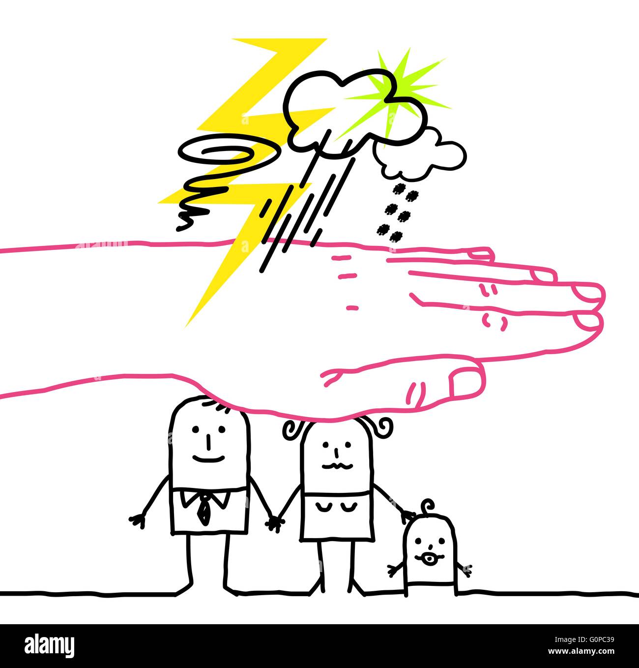 big hand and cartoon characters - disaster Stock Vector Image & Art - Alamy