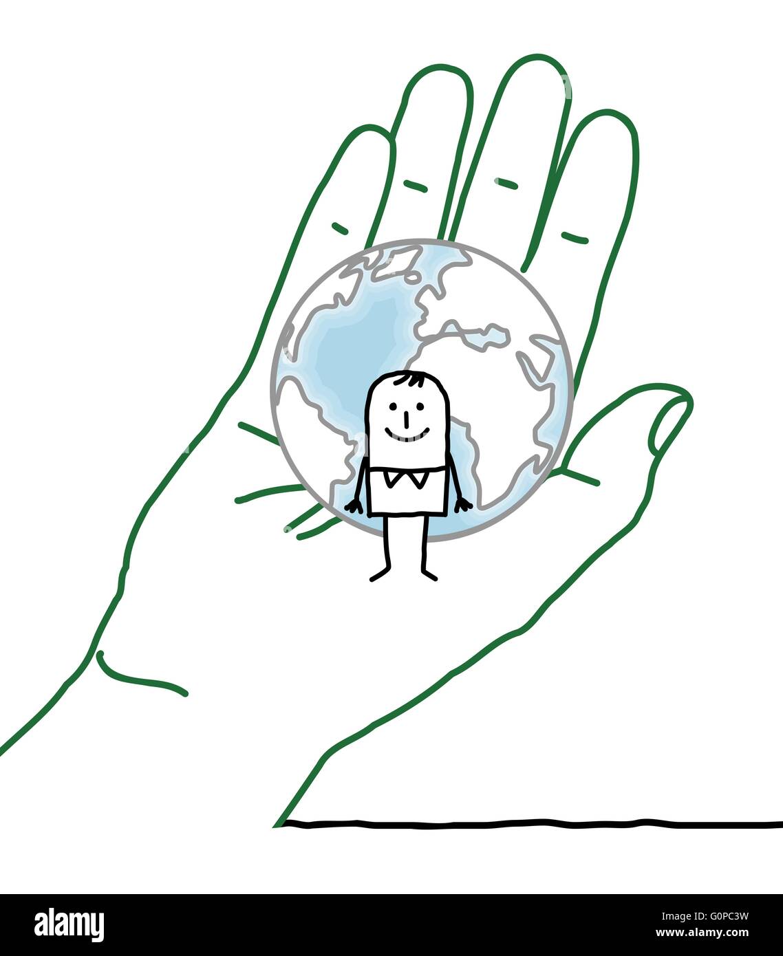 Big hand cartoon character earth Stock Vector Images - Alamy