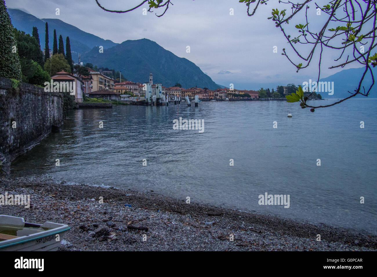 View from beach in Menaggio on Lake Como, Como province, Lombardy ...
