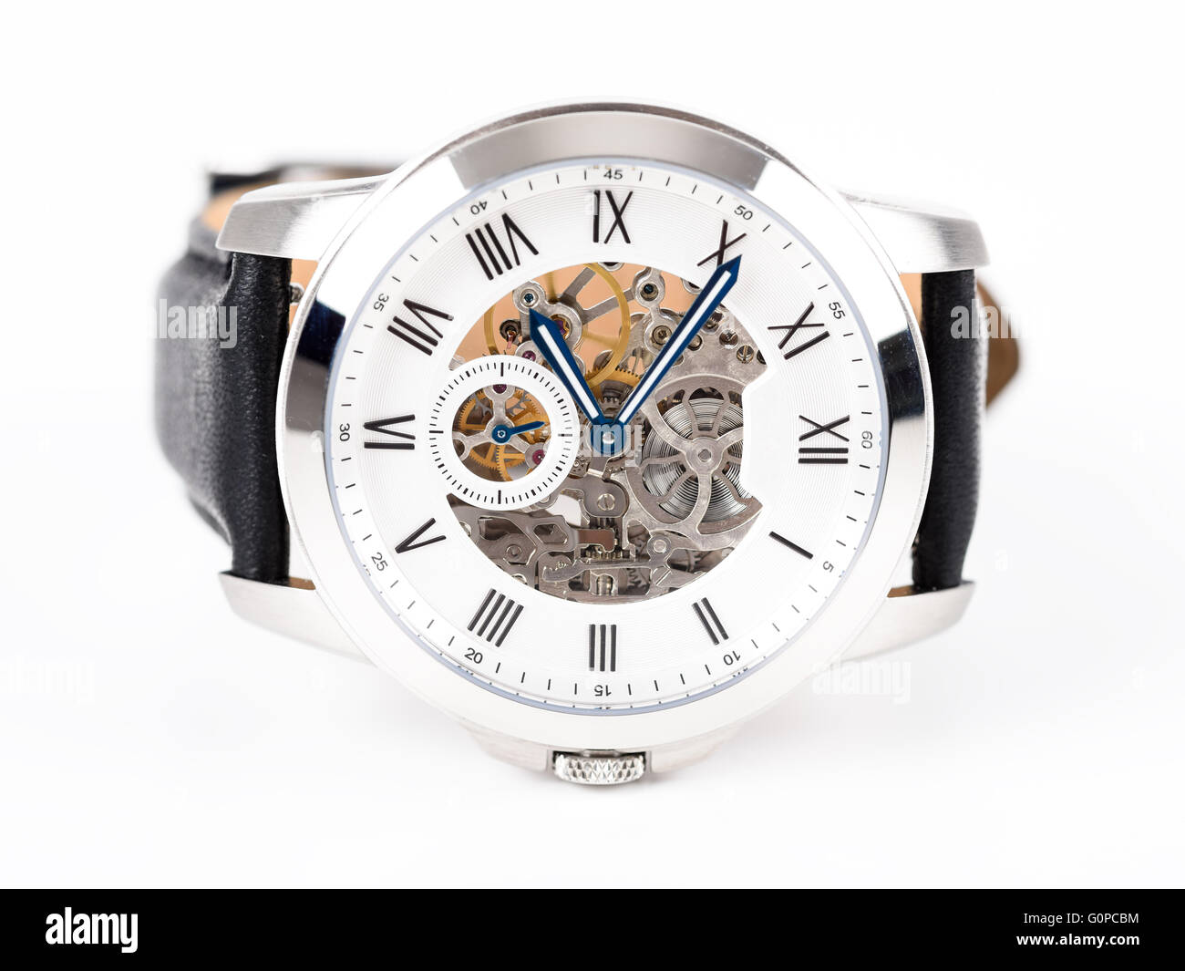 Automatic Men Watch With Visible Mechanism Isolated On White Stock ...