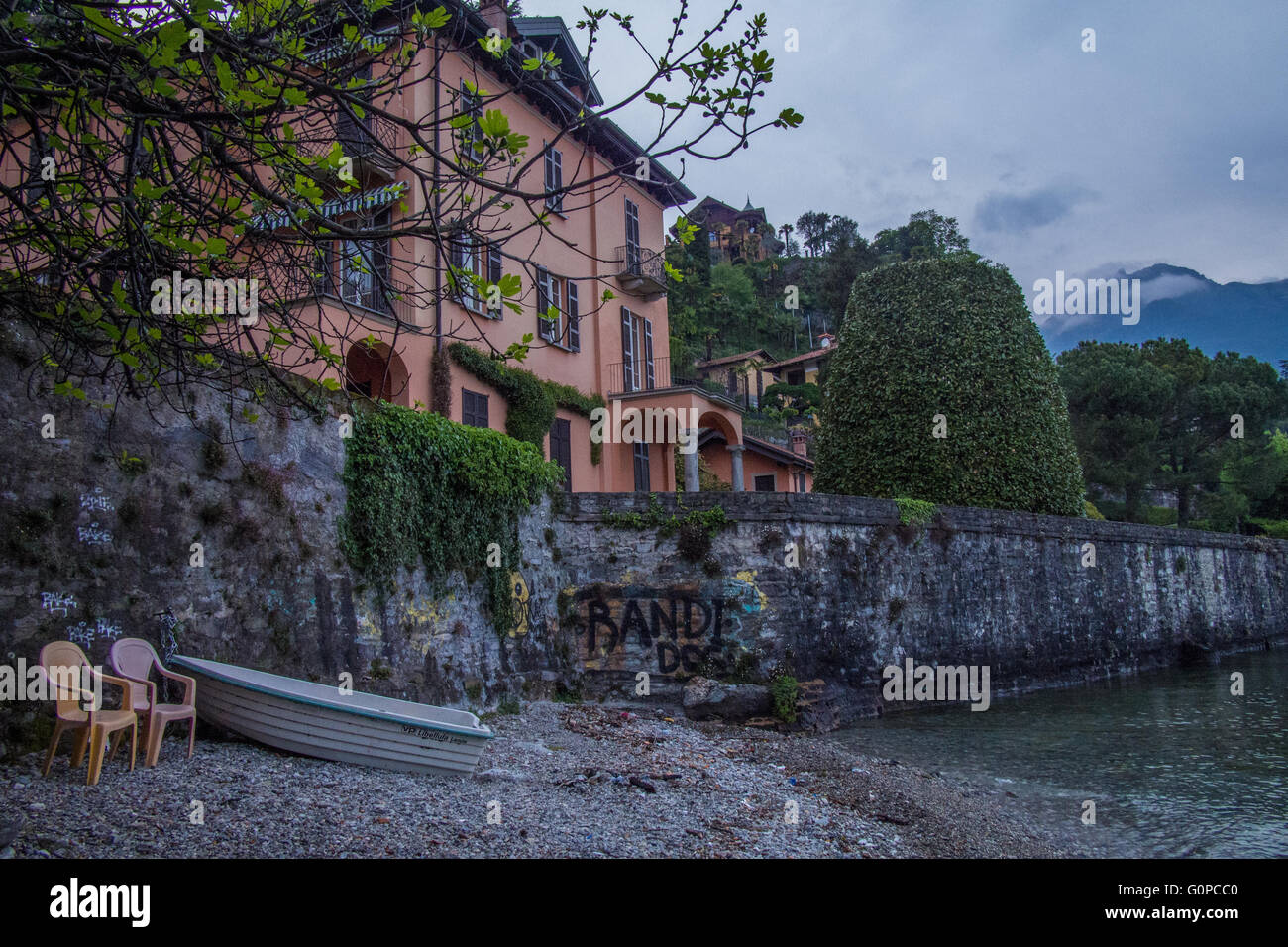 Little beach in Menaggio on Lake Como, Como province, Lombardy region ...