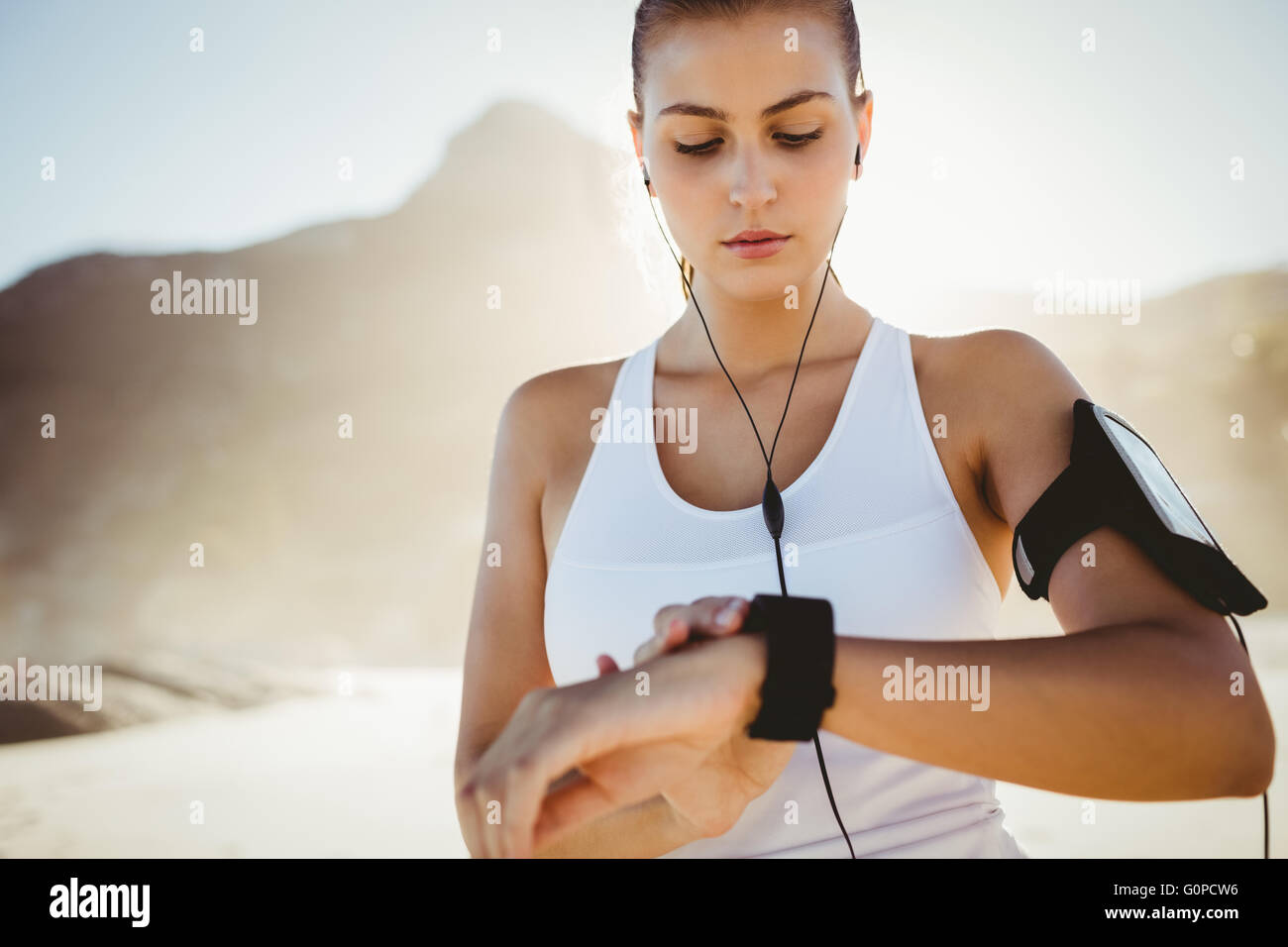 Fit woman on the beach Stock Photo - Alamy