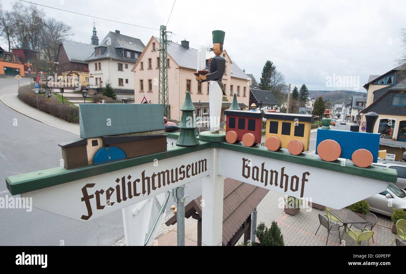 A signpost with the inscription 'Freilichtmuseum' (outdoor museum) and ...