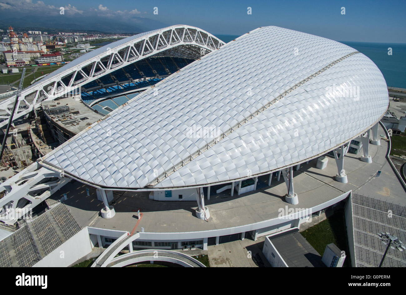 SOCHI, RUSSIA. MAY 2, 2016. An aerial view of the Fisht Stadium, a ...