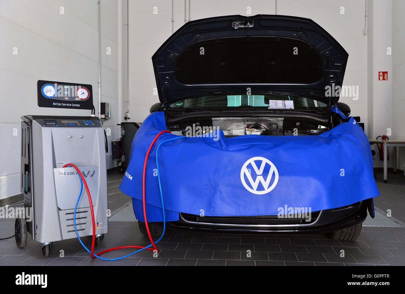 A VW vehicle in the halls of a new Volkswagen Qualification Center in ...