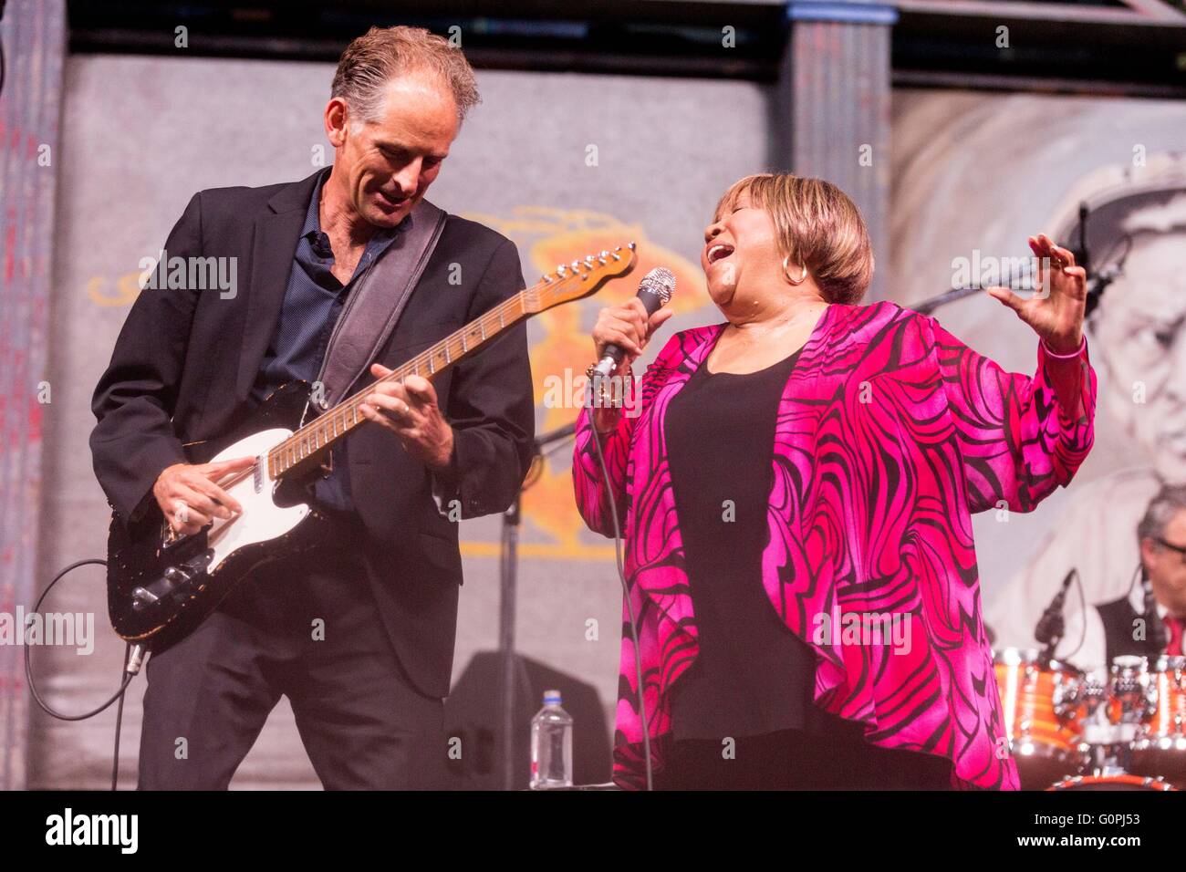 New Orleans, Louisiana, USA. 1st May, 2016. Singer MAVIS STAPLES (R ...