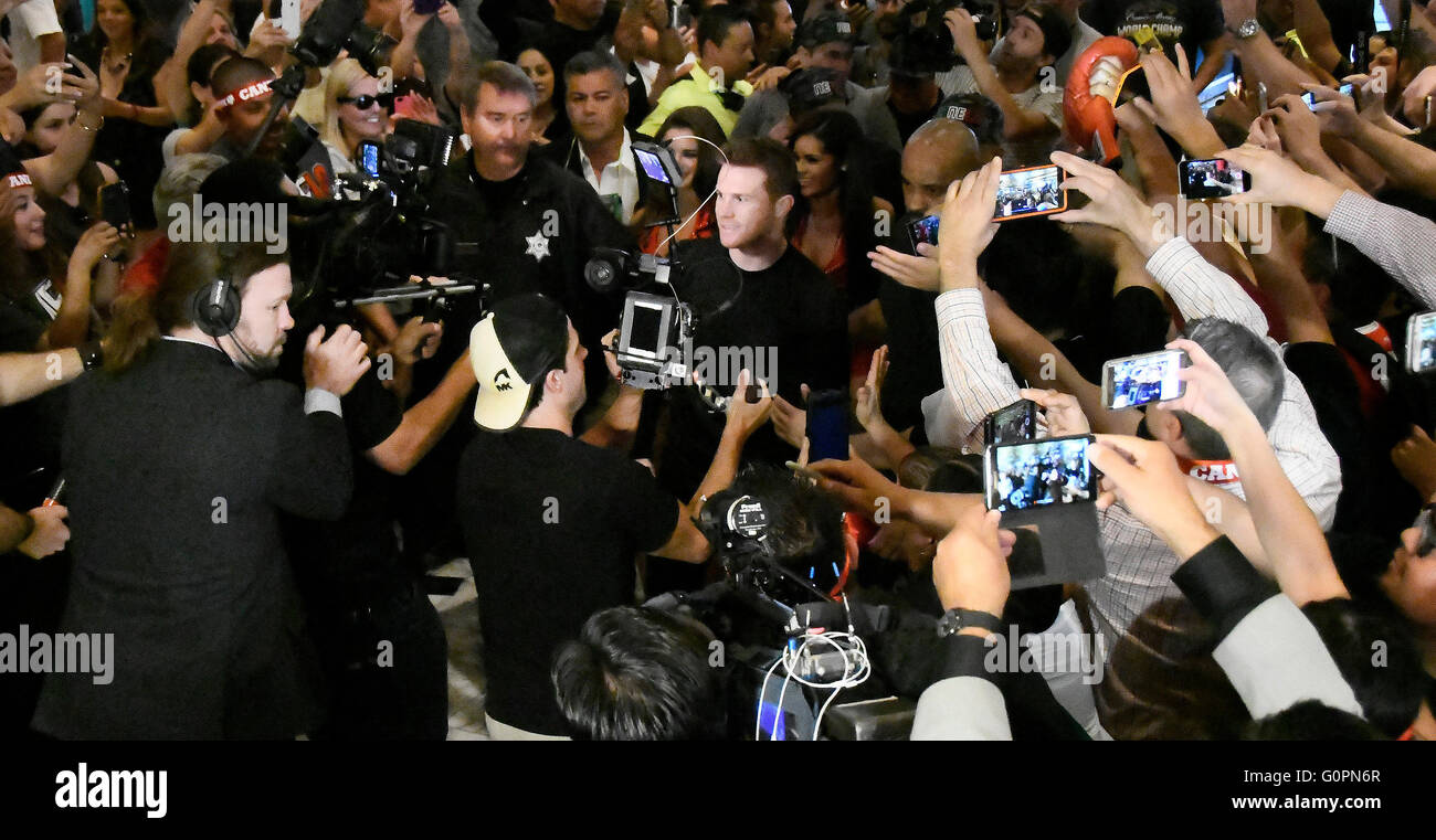 Las Vegas NV, USA. 3rd May, 2016. Mexico's Canelo Alvarez arrives as ...
