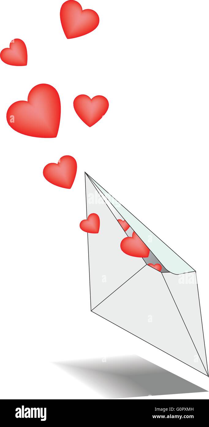 Incoming letter with declarations of love with hearts Stock Vector ...
