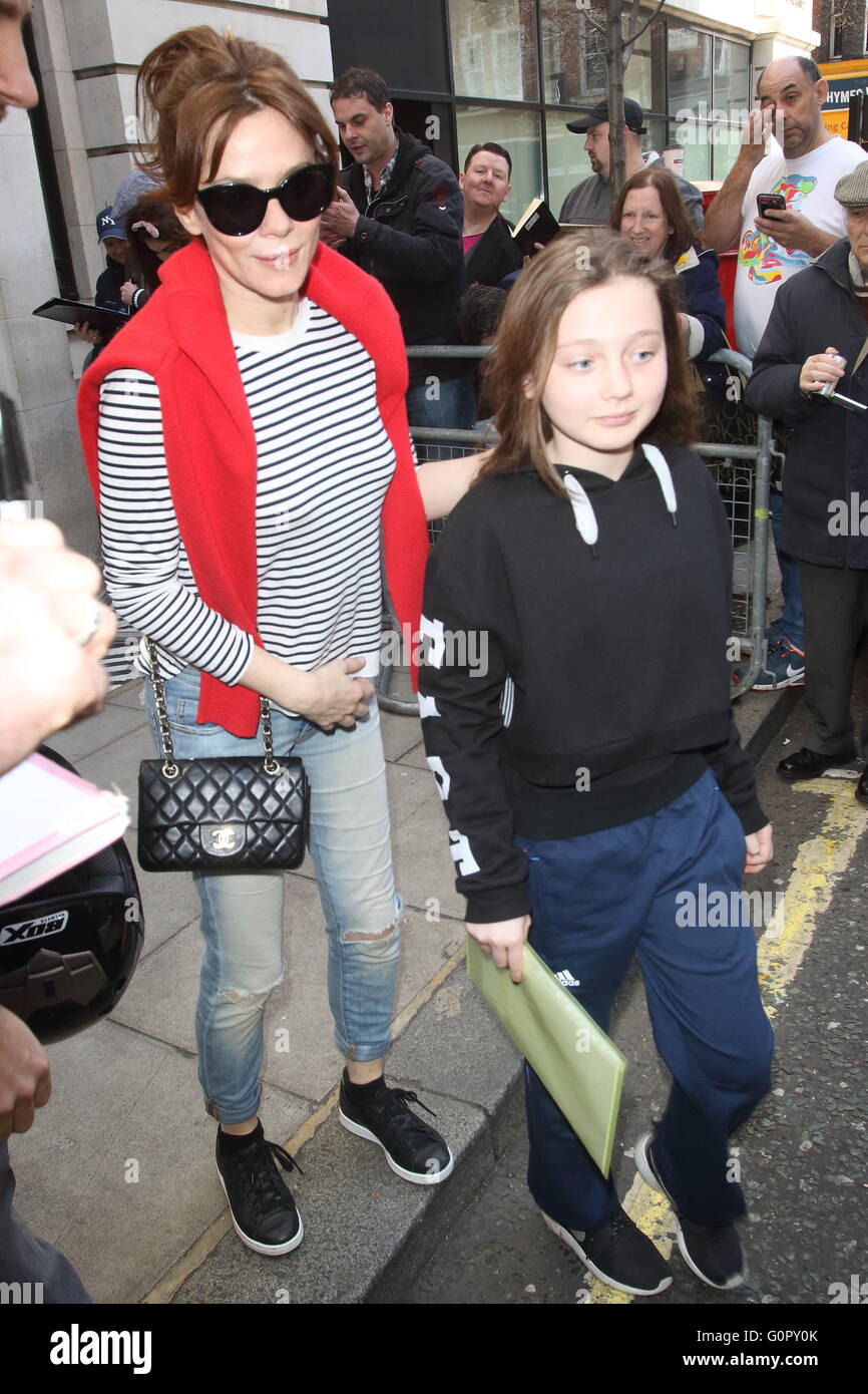 Anna Friel and her daughter leave the BBC Radio 2 studios after ...