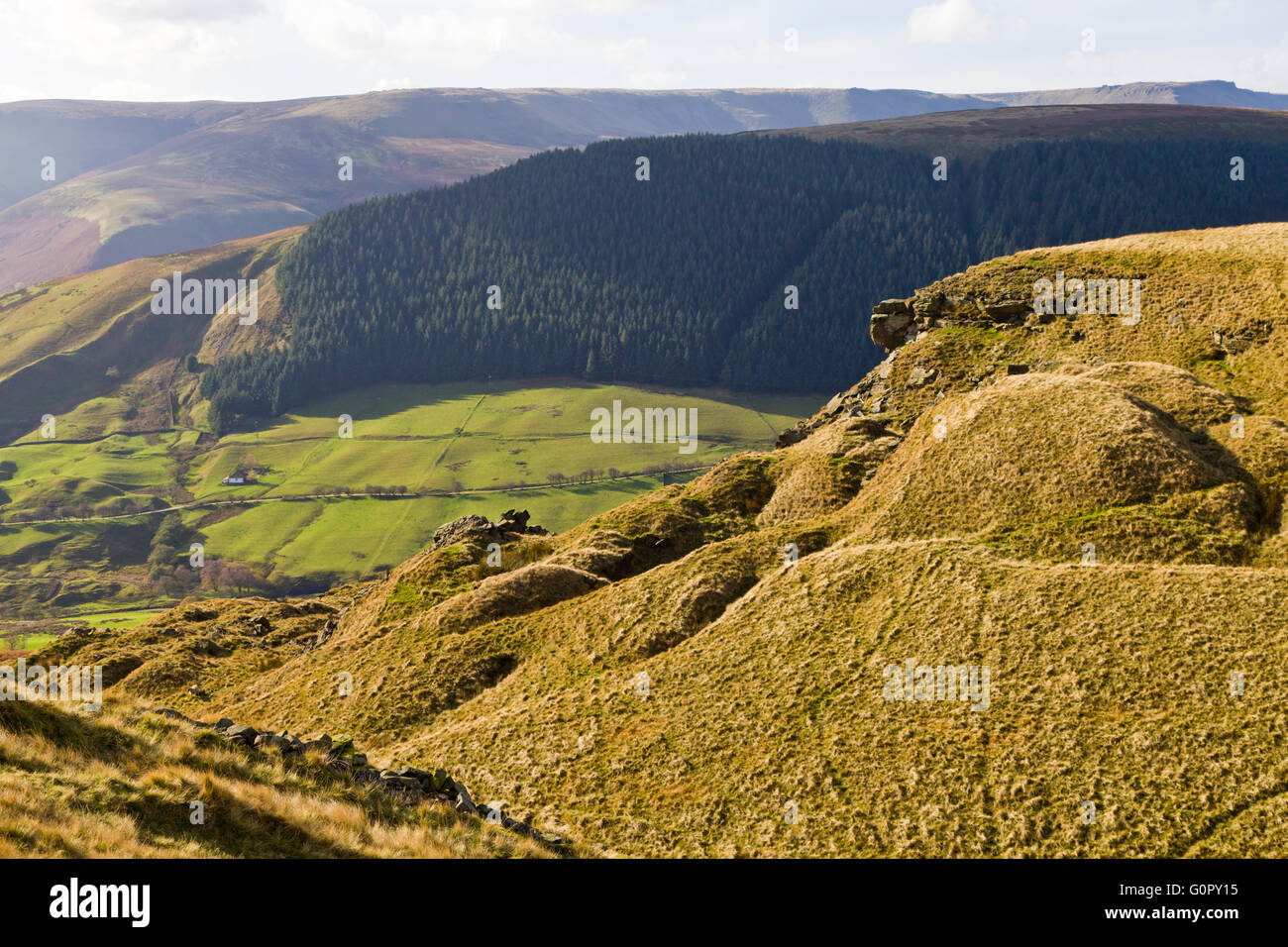Hills above the Upper Derwent Valley Derbyshire Peaks England UK Stock ...