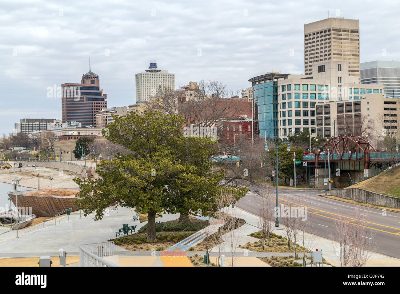 Panorama of Downtown Memphis, Tennessee from Beale Street Landing Stock ...