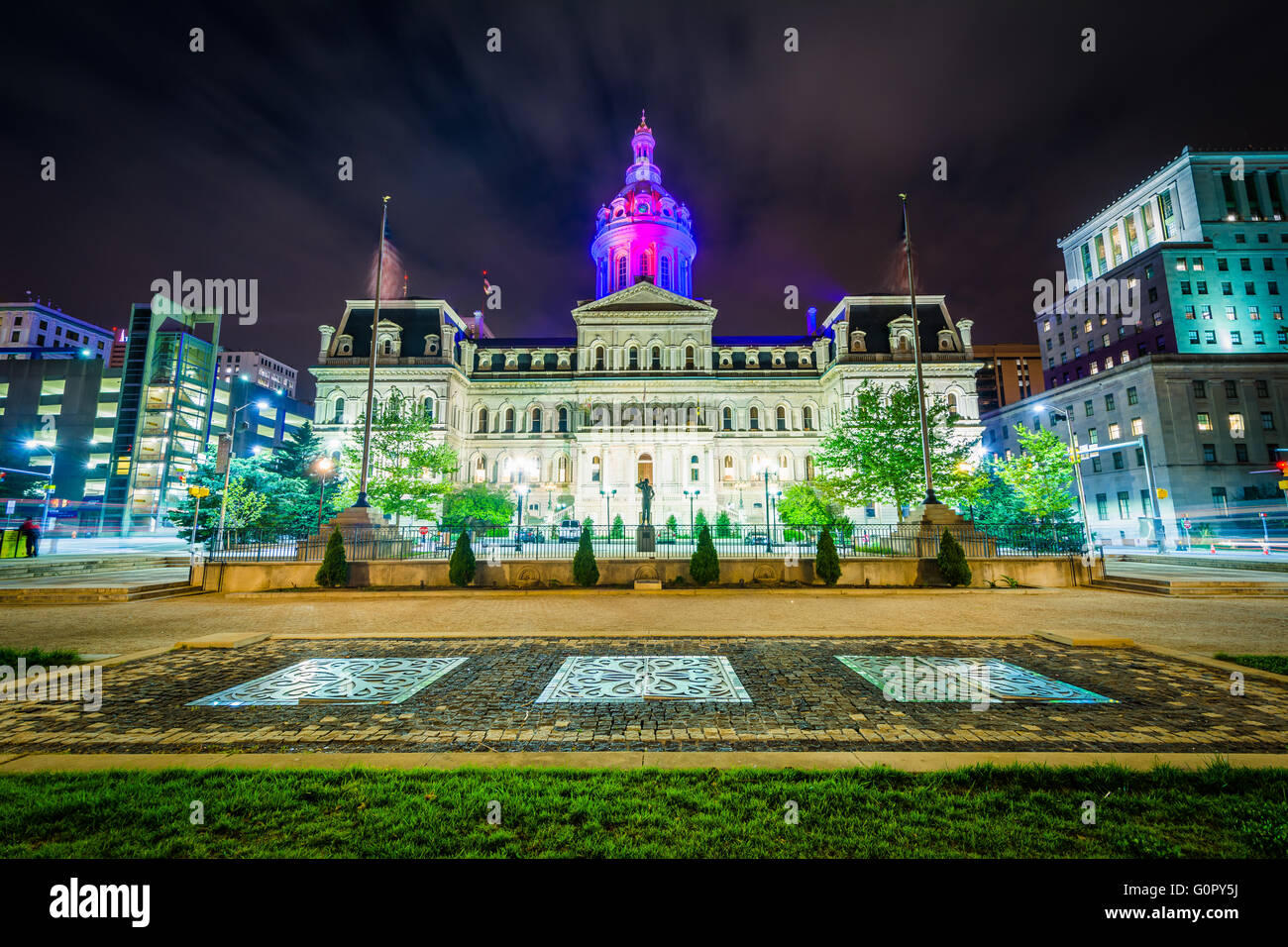 City Hall at night, in downtown Baltimore, Maryland Stock Photo - Alamy