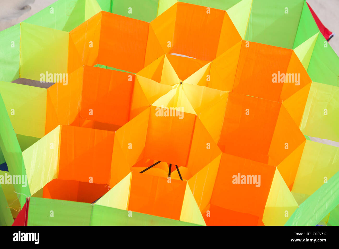 close up detail of colourful kite construction at Weymouth Kite ...