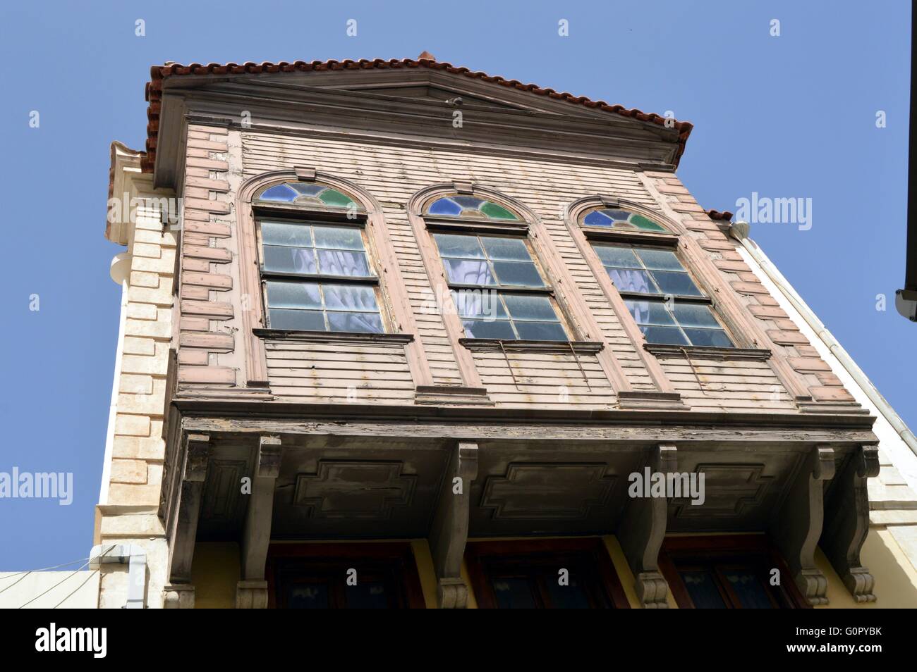Ottoman facade in an alley of the city of Rethymnon in Crete Stock ...