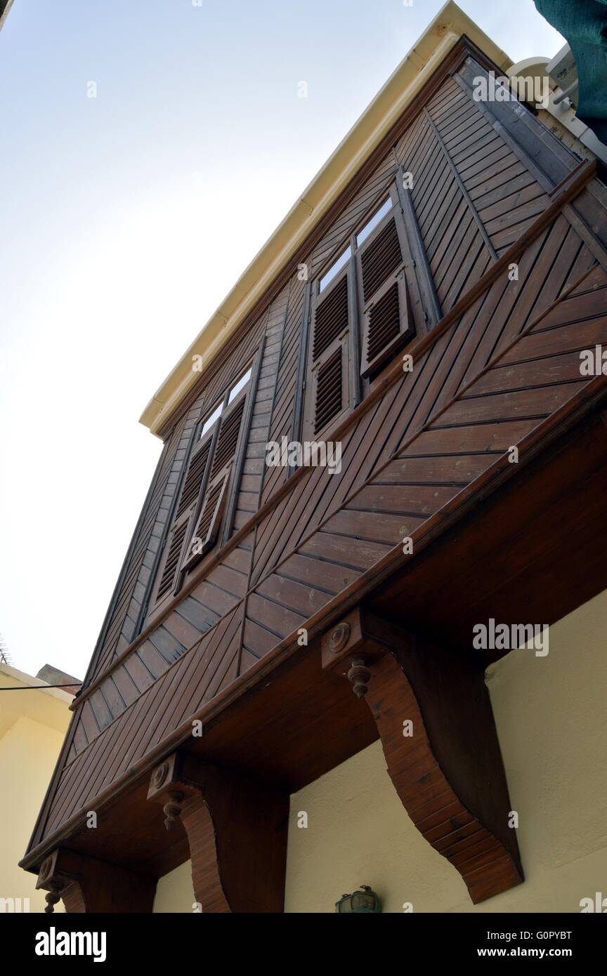 Ottoman facade in an alley of the city of Rethymnon in Crete Stock ...