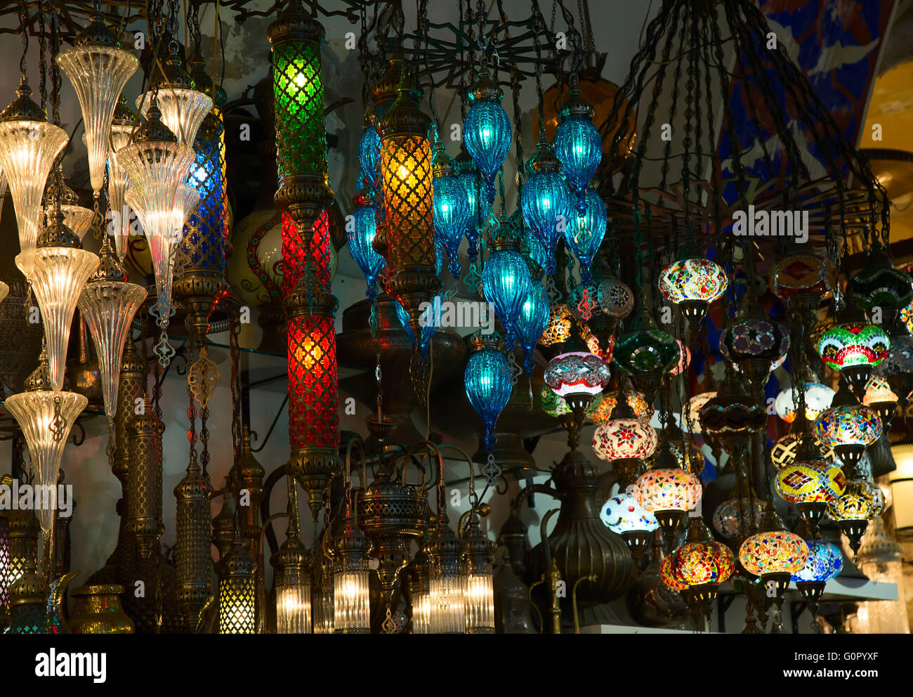 Traditional turkish lamps on the market Stock Photo - Alamy