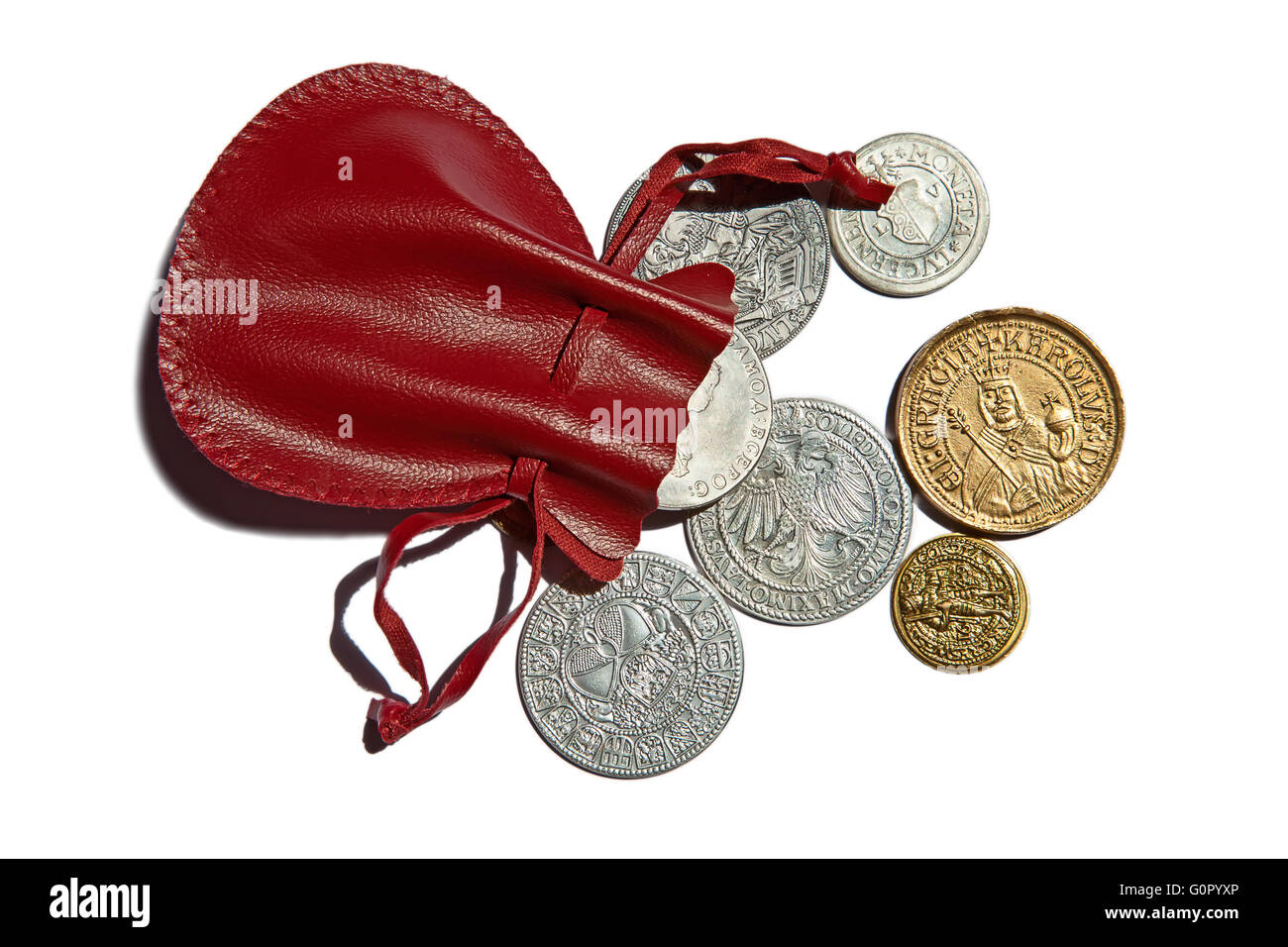 Collection of the medieval coins on the white background Stock Photo ...