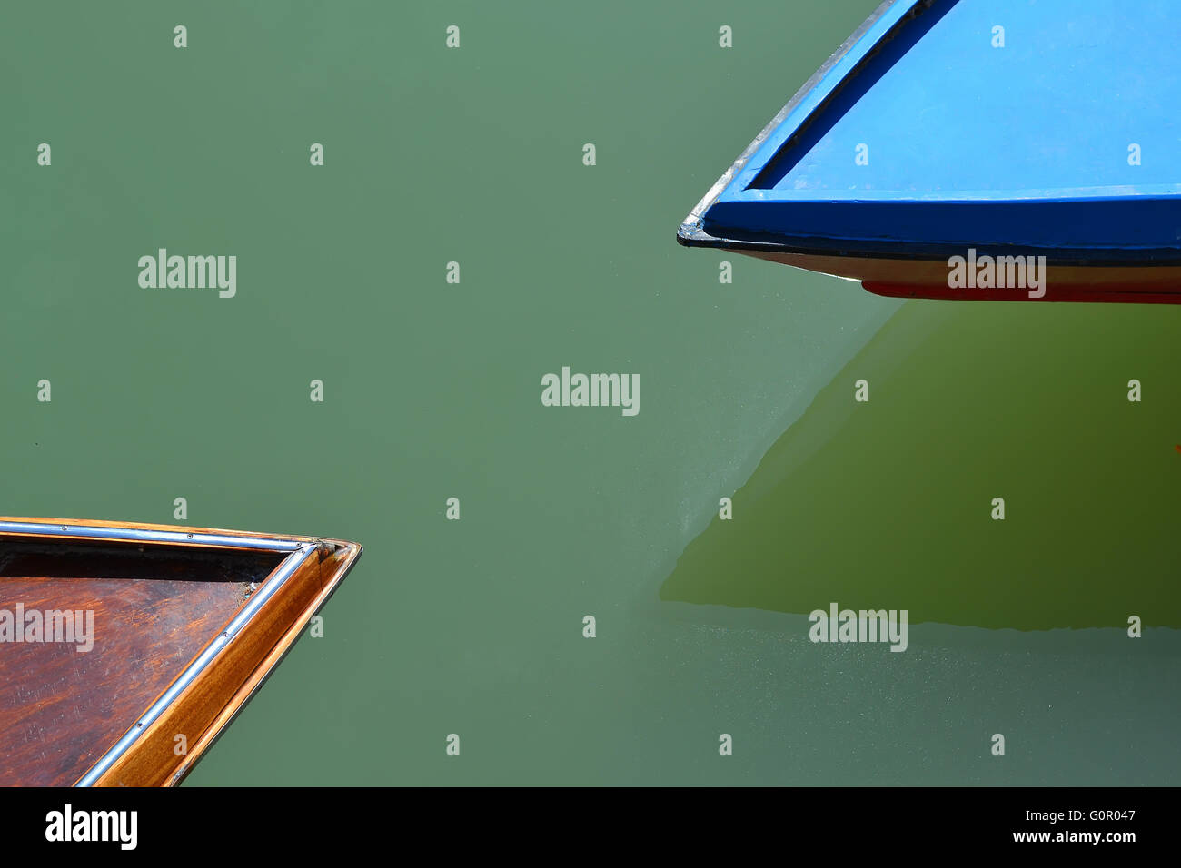 Sharp shapes, two front boats from Venice, Italy, Europe Stock Photo ...