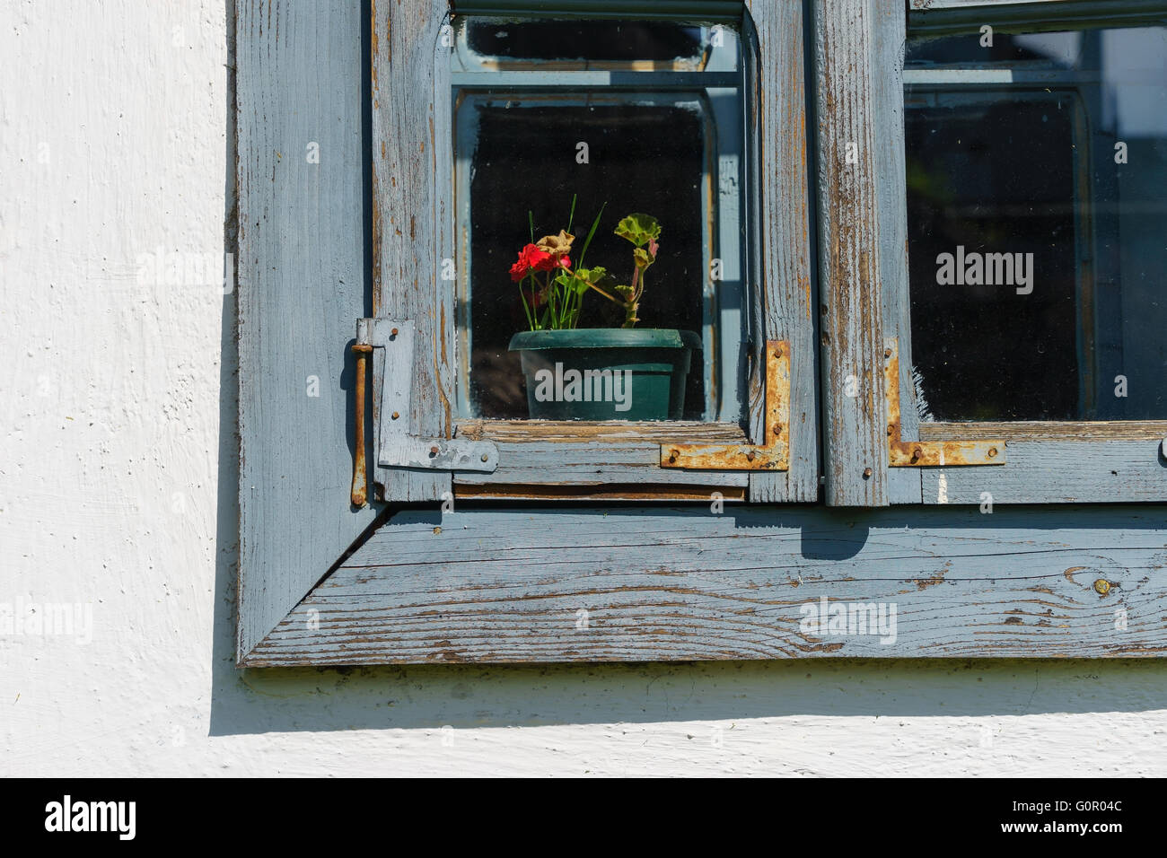 A window in a traditional Romanian cottage at the Romanian village ...