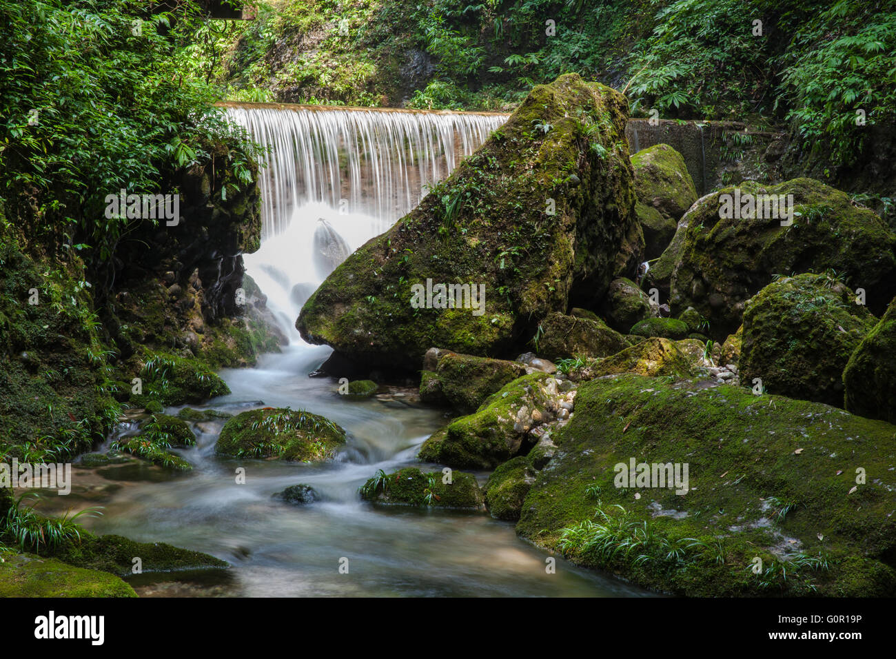 Beautiful view of waterfall in Qingcheng back mountain, near Chengdu ...