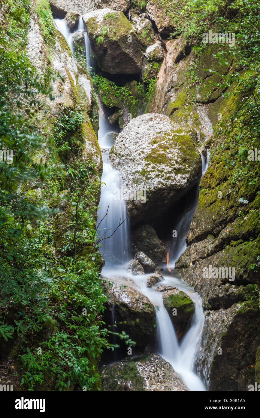 Beautiful view of waterfall in Qingcheng back mountain, near Chengdu ...