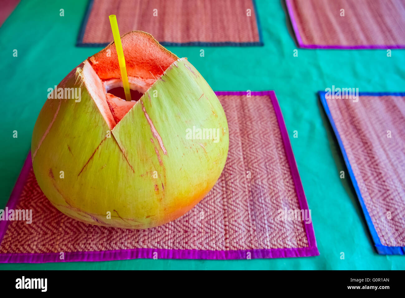 Fresh coconut straw hi-res stock photography and images - Alamy