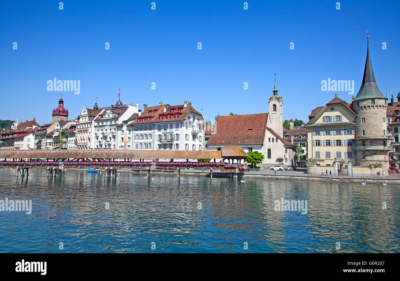 LUZERN - JUNE 8: View of historical center of the Luzern city on June 8 ...