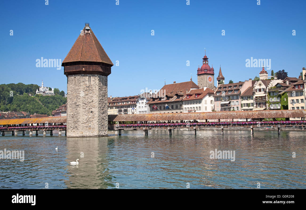 LUZERN - JUNE 8: View of historical center of the Luzern city on June 8 ...