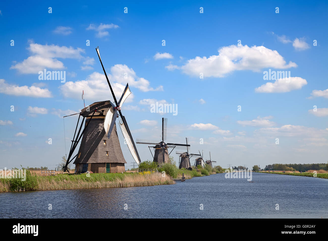 Ancient windmills near Kinderdijk, Netherlands Stock Photo - Alamy
