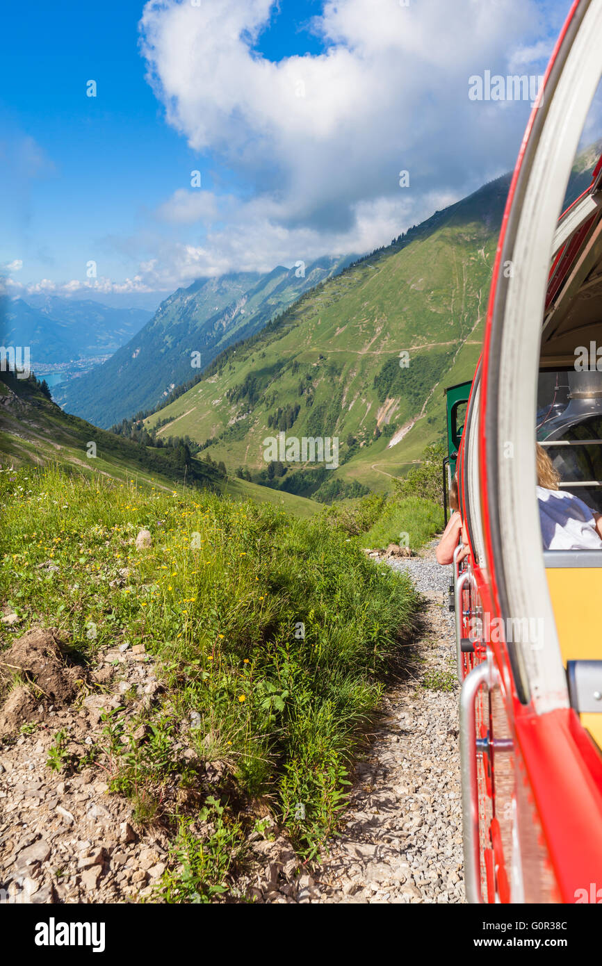 Beautiful view of the alps on the steam train towards the Brienzer ...