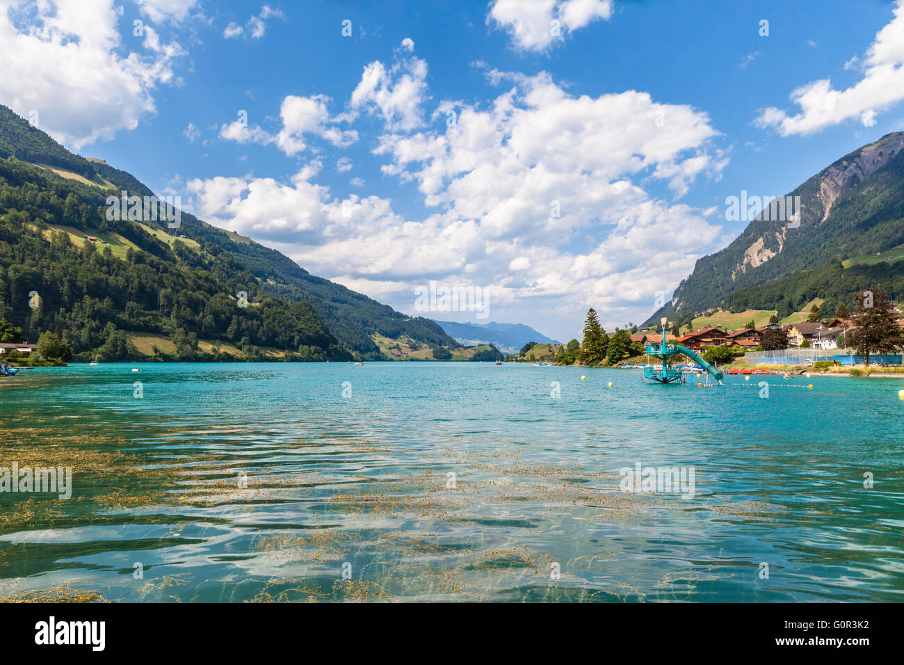Beautiful view of the Lungernsee (Lungern lake) on Bernese Oberland of ...