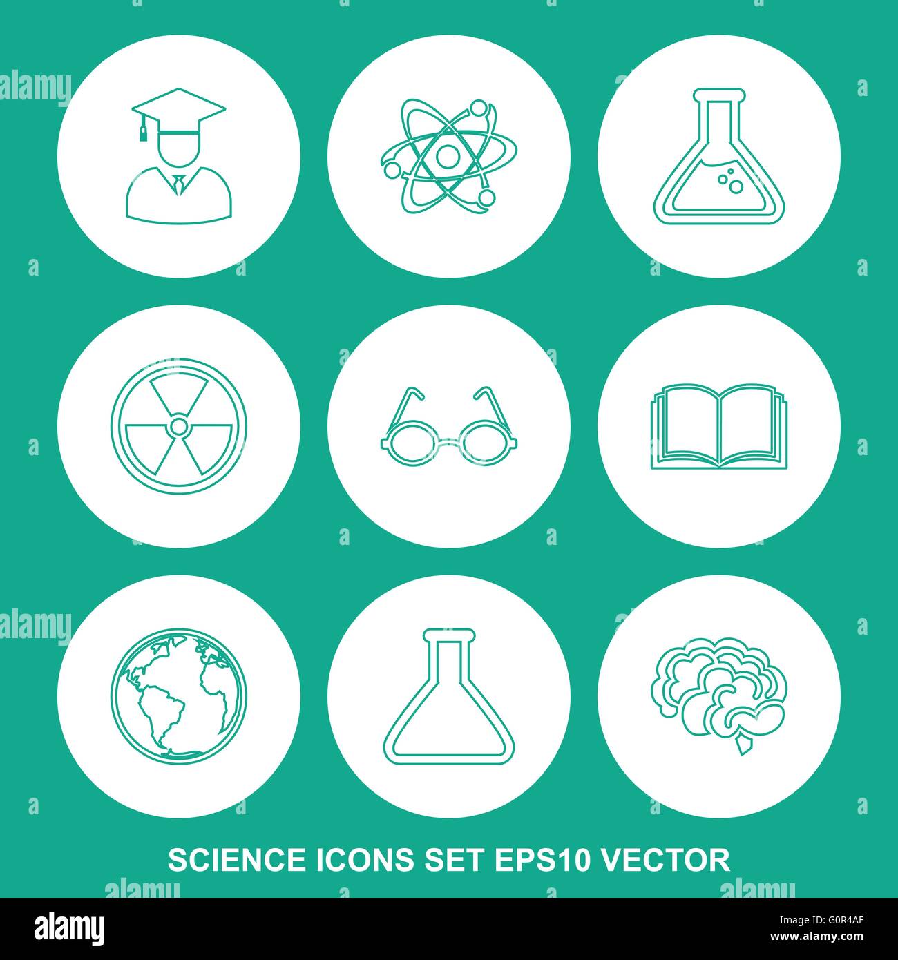 Set of Science Green icons. EPS 10, vector illustration Stock Vector ...