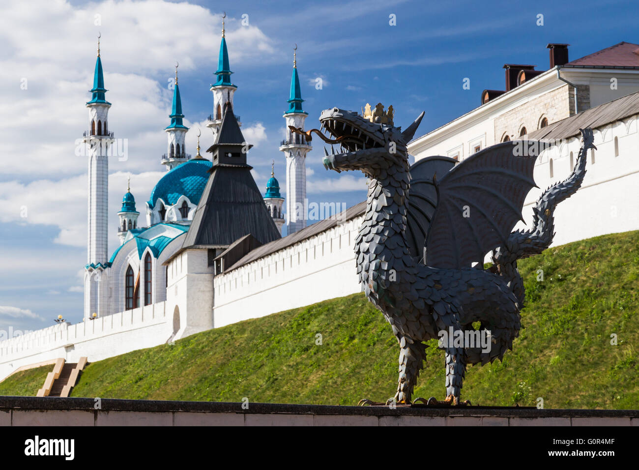 Dragon and Qol Sharif Mosque, Kazan, Russia Stock Photo - Alamy
