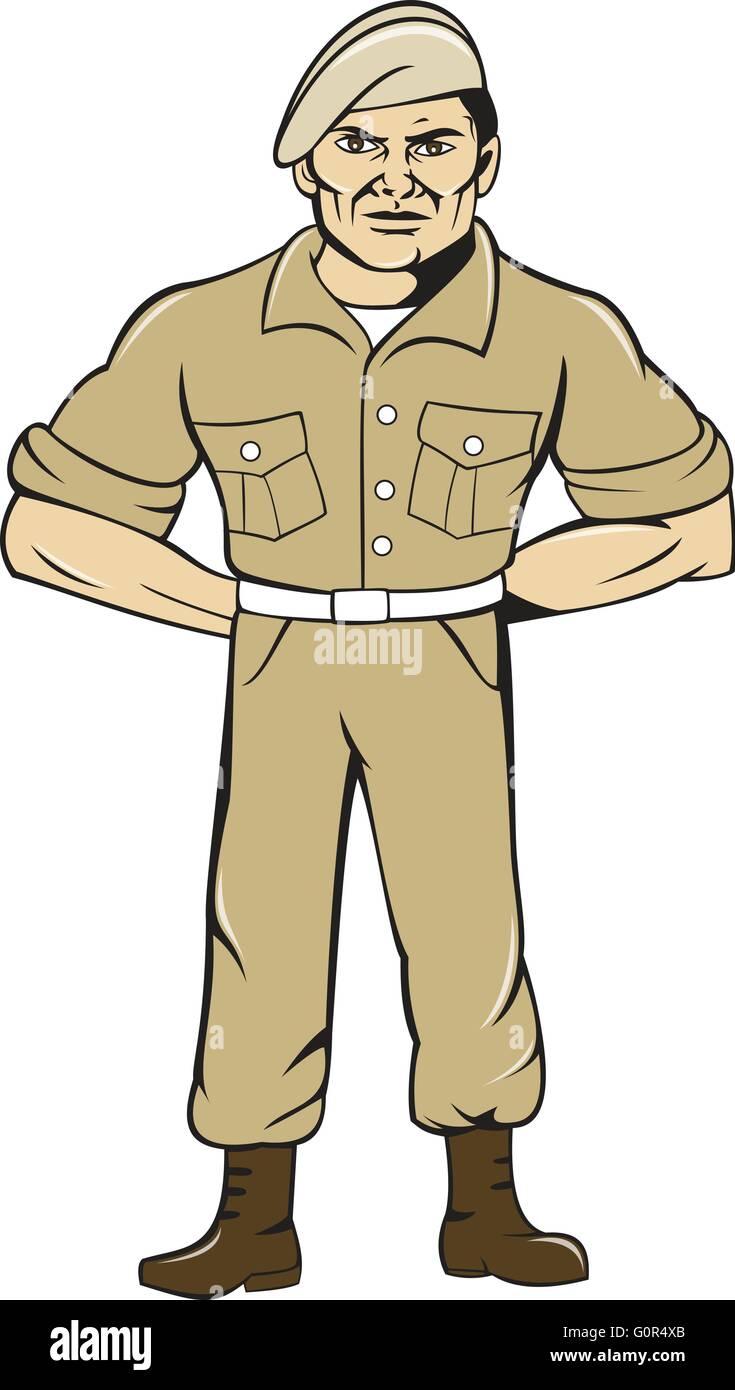 Illustration of army ranger standing in full attention with hands at ...