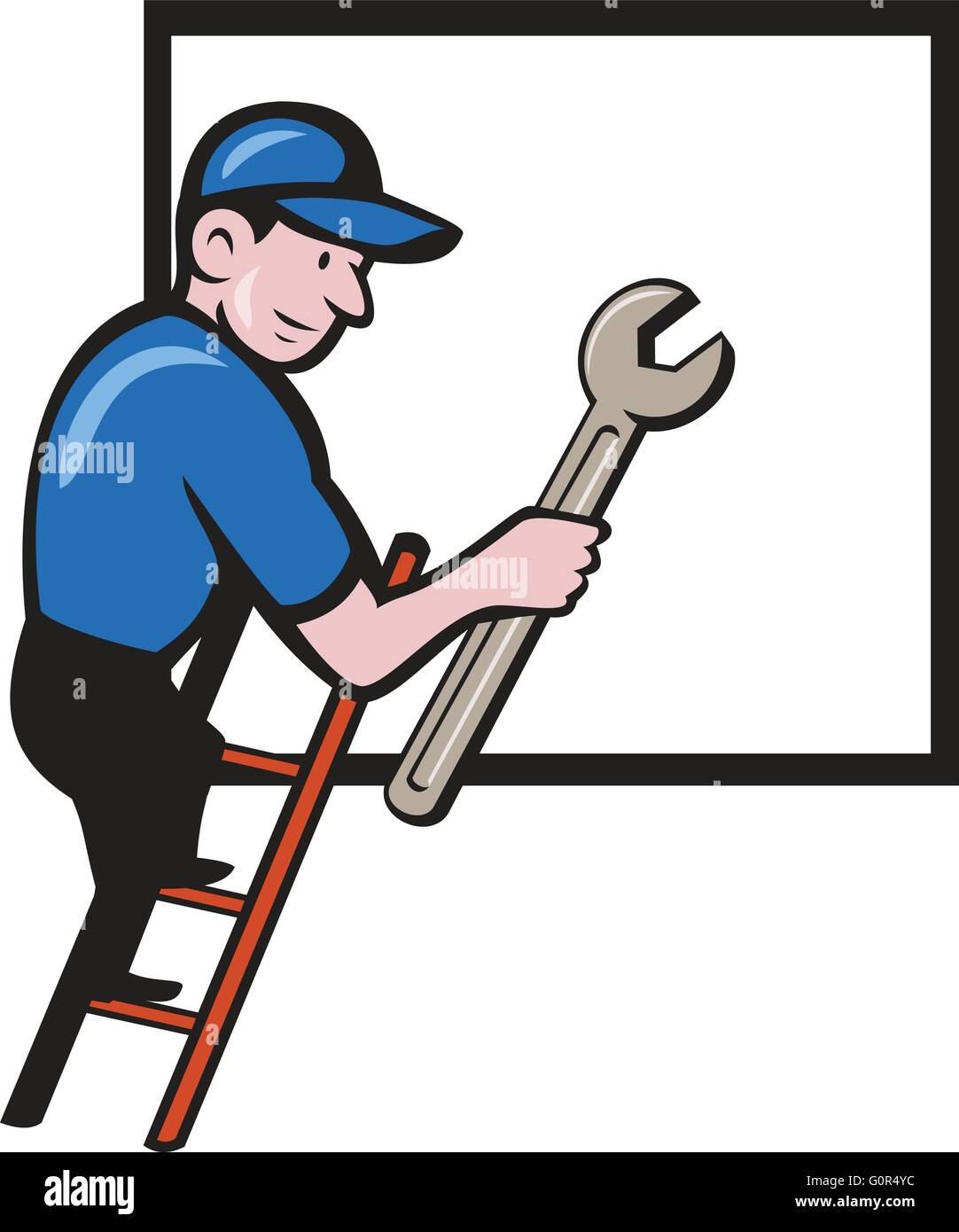 Illustration of a repairman handyman worker wearing hat carrying ...