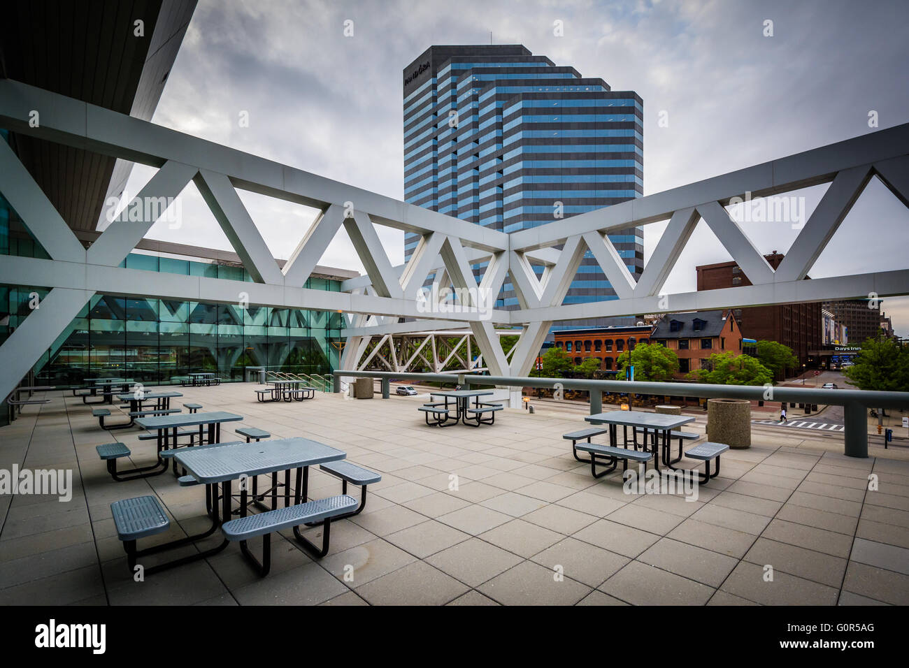 The Convention Center and modern buildings in downtown Baltimore ...