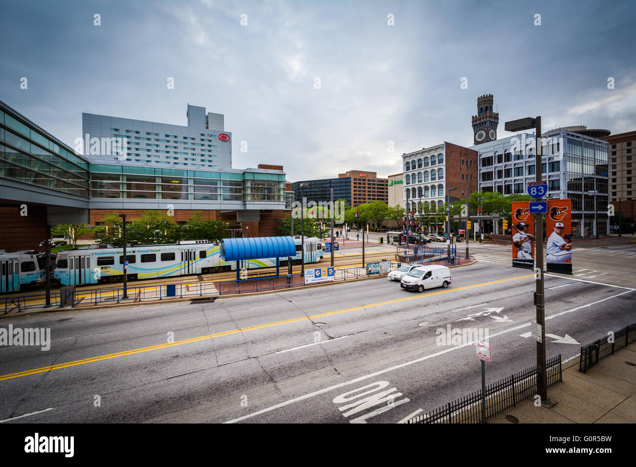 View of Howard Street and buildings in downtown Baltimore, Maryland ...