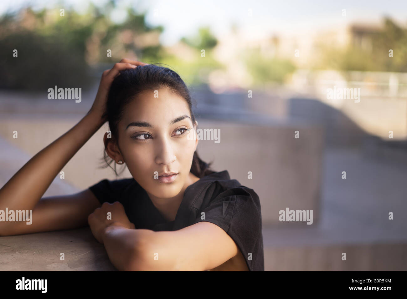 Young multi ethnic woman in exercise, gym, workout clothes, series of ...