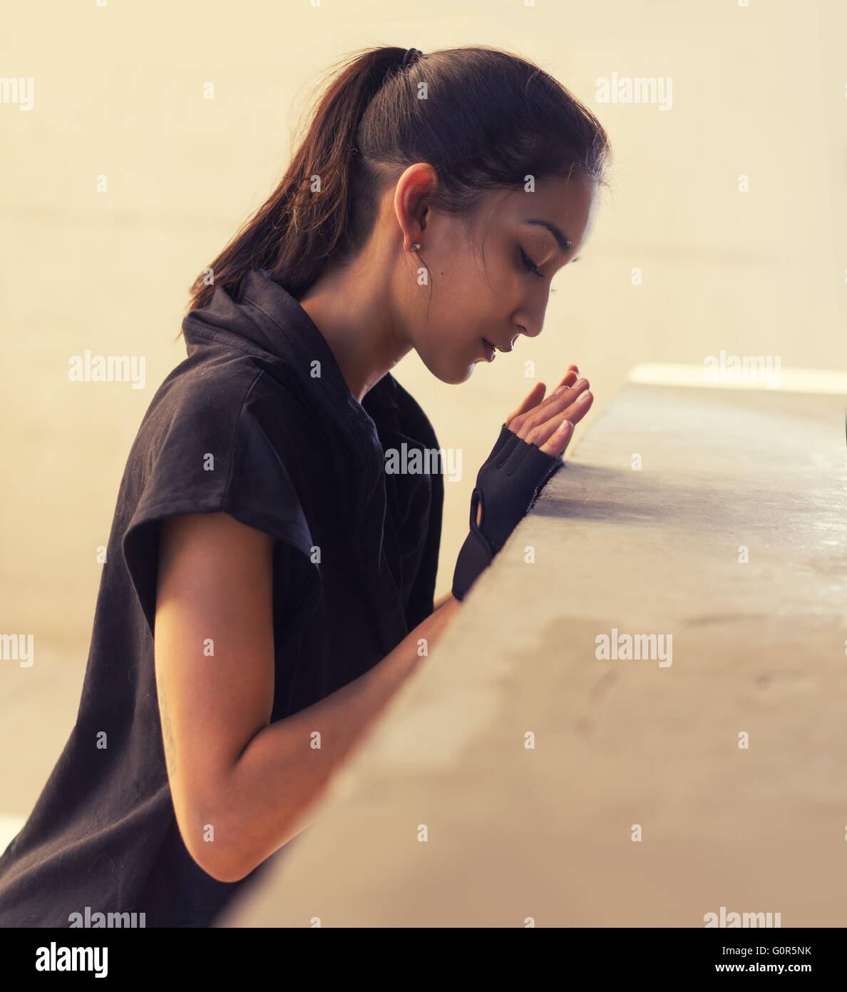 Young multi ethnic woman in exercise, gym, workout clothes, series of ...