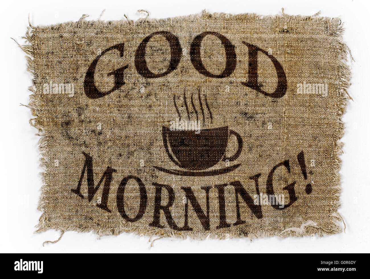 old canvas painted Cup and says "Good Morning! Stock Photo - Alamy