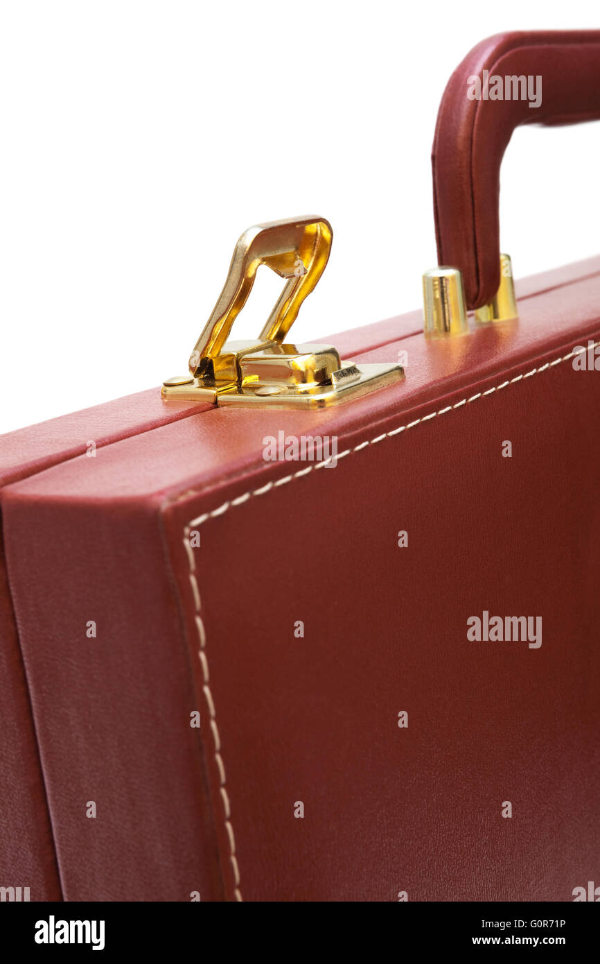 red attache case on a white background Stock Photo - Alamy