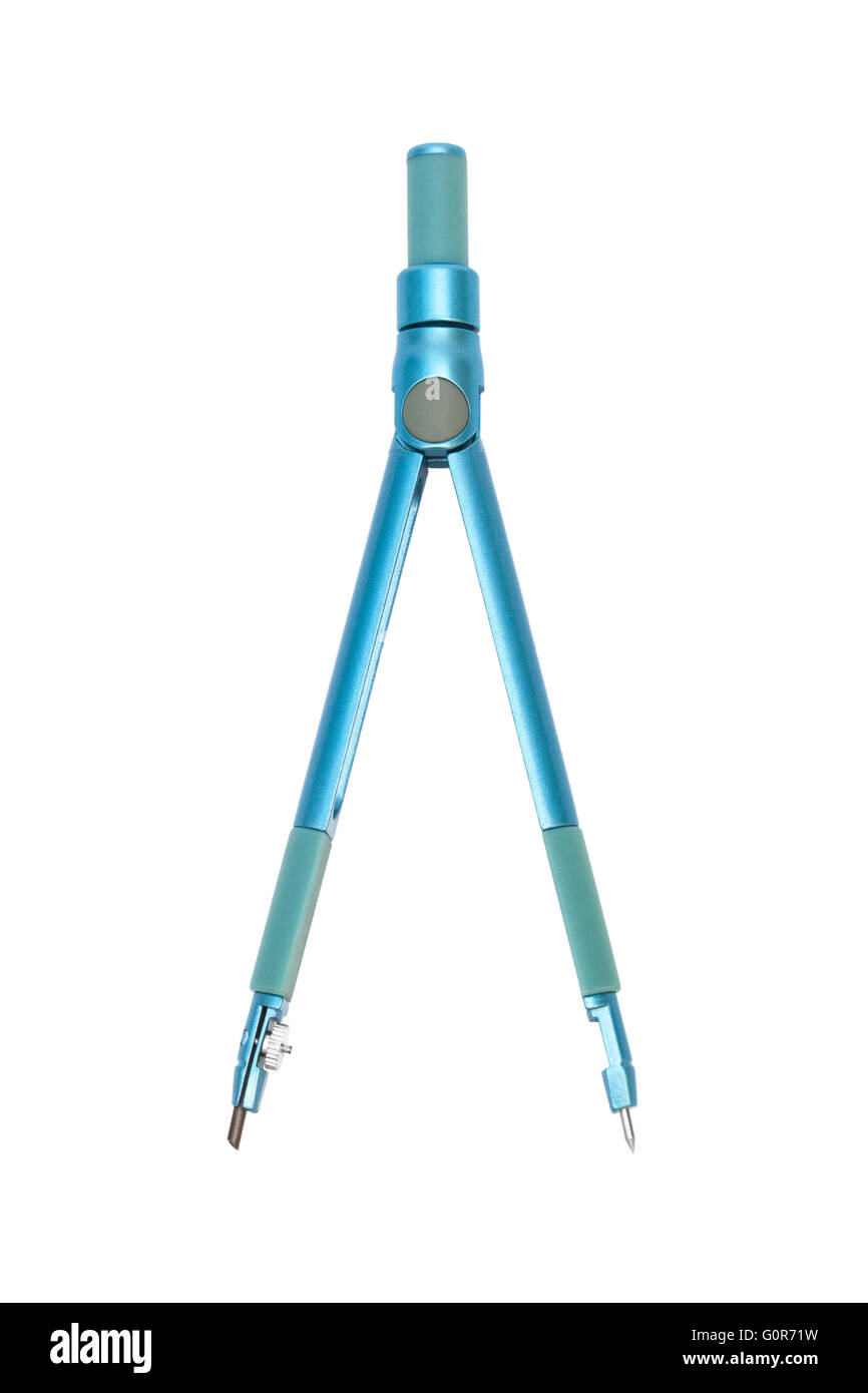 Modern blue compasses on a white background Stock Photo - Alamy