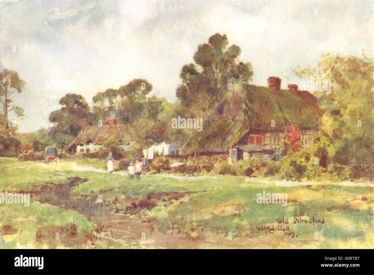 OLD ALRESFORD: View of the village. Winchester. HAMPSHIRE, antique ...