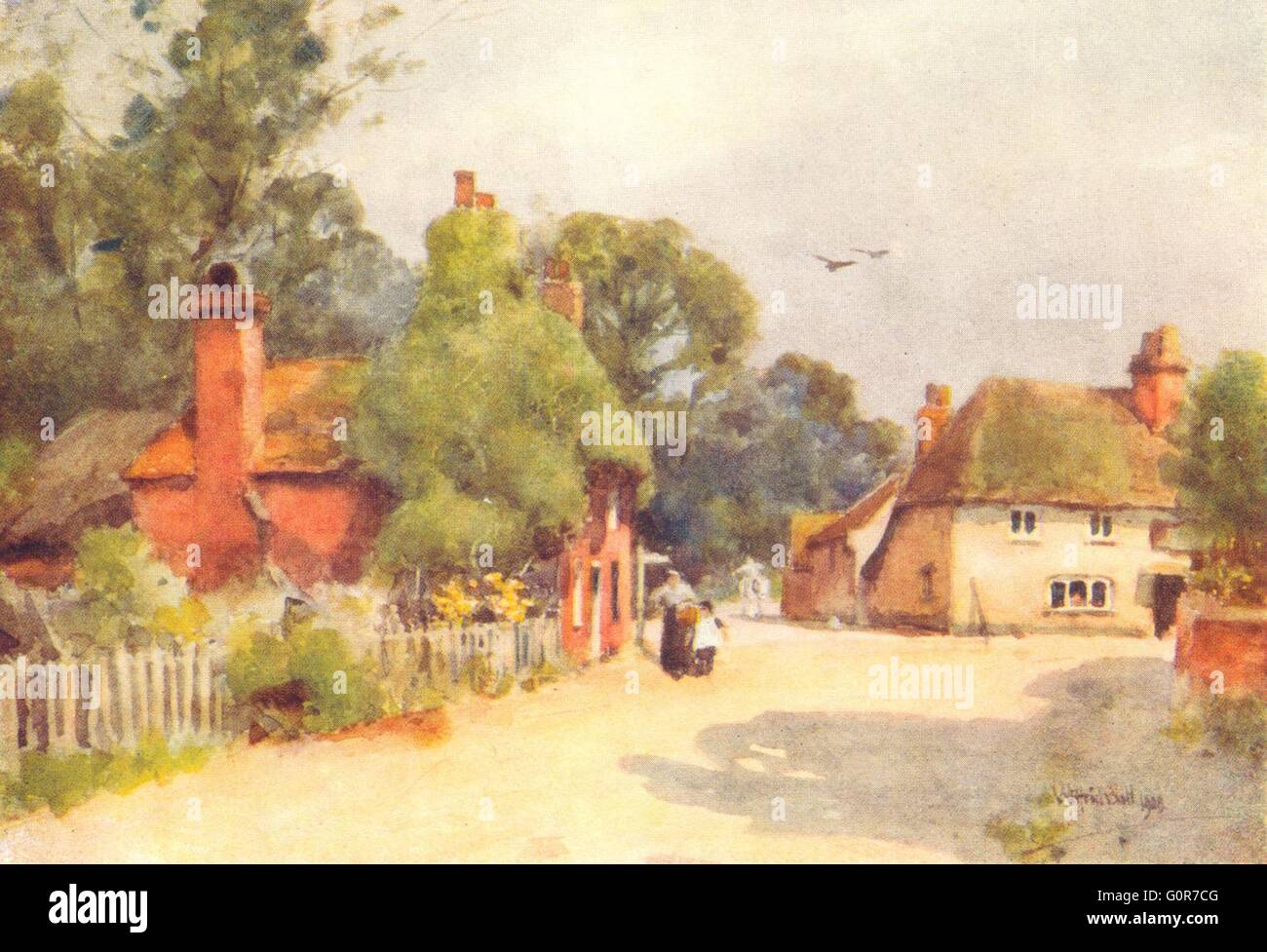 SOPLEY: attractive view of the village. HAMPSHIRE, antique print 1909 ...