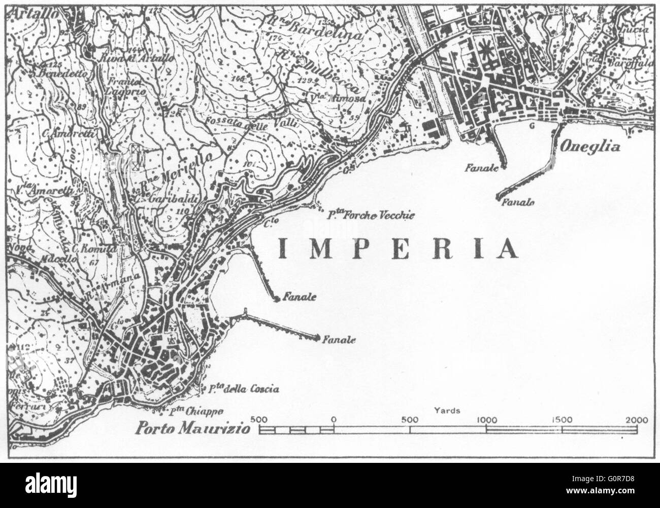 ITALY: Imperia, 1945 vintage map Stock Photo - Alamy